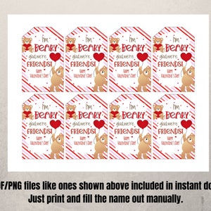 Valentine Teddy Bear Gift Tag, Gummy Candy Tags,i'm Beary Glad We're ...