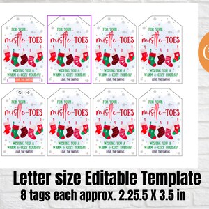 Editable for Your Misltetoes Christmas Gift Tags , Christmas Socks Gift ...
