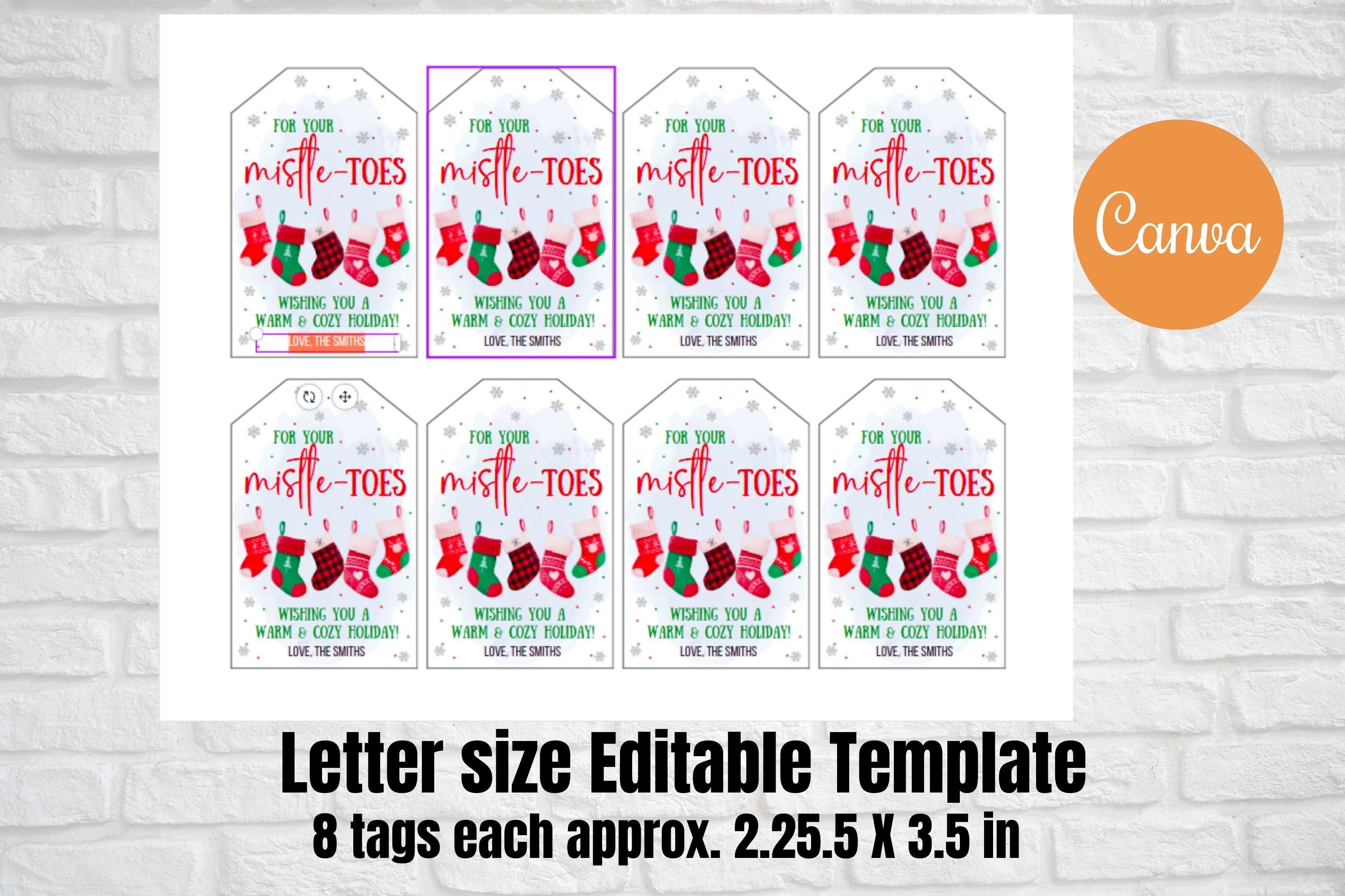 Editable for Your Misltetoes Christmas Gift Tags , Christmas Socks Gift ...
