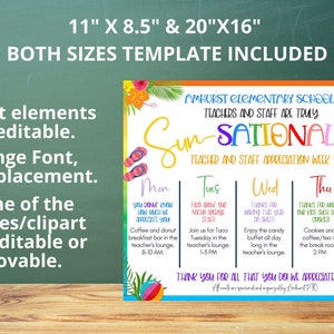 Editable Sunsational Employee Appreciation Week Schedule, Beach Theme ...