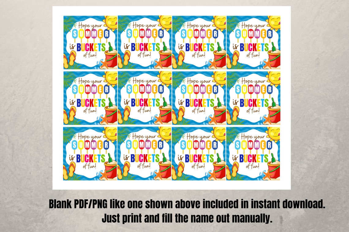 Buckets of Fun Gift Tags End of Year Gift Tags for | Etsy