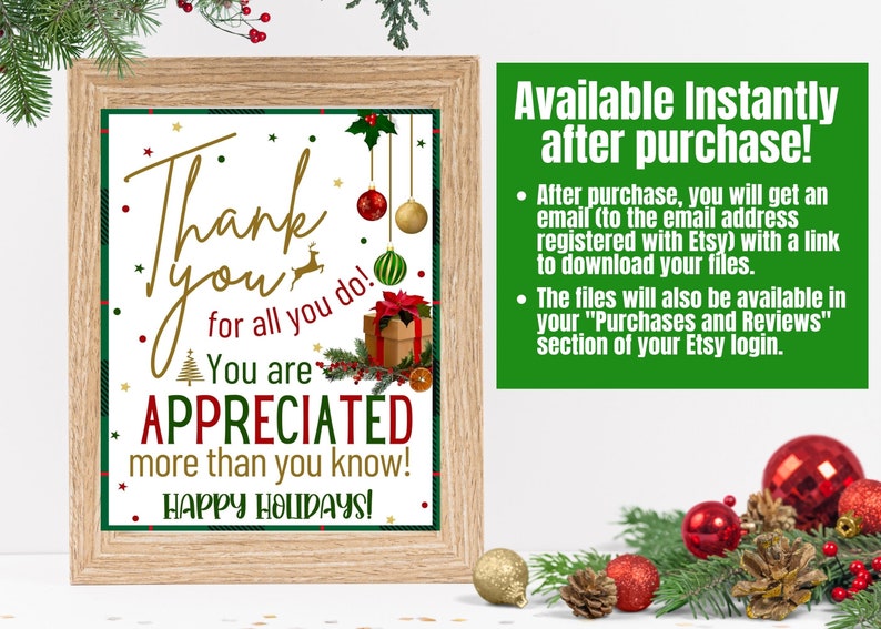 Christmas Appreciation Sign Printable,thank You for All,teacher Nurse ...