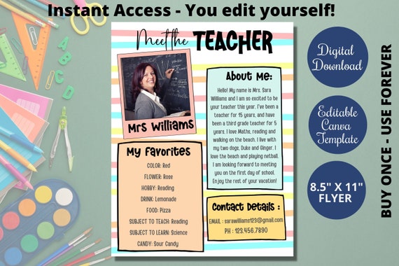 Editable Meet the Teacher Template Printable Parent - Etsy