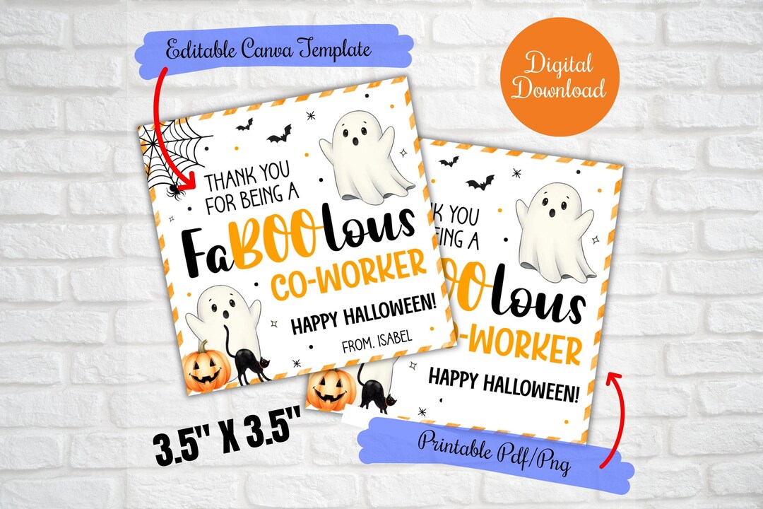Thank You for Being a Faboolous Co-worker Gift Tag, Halloween Booed ...