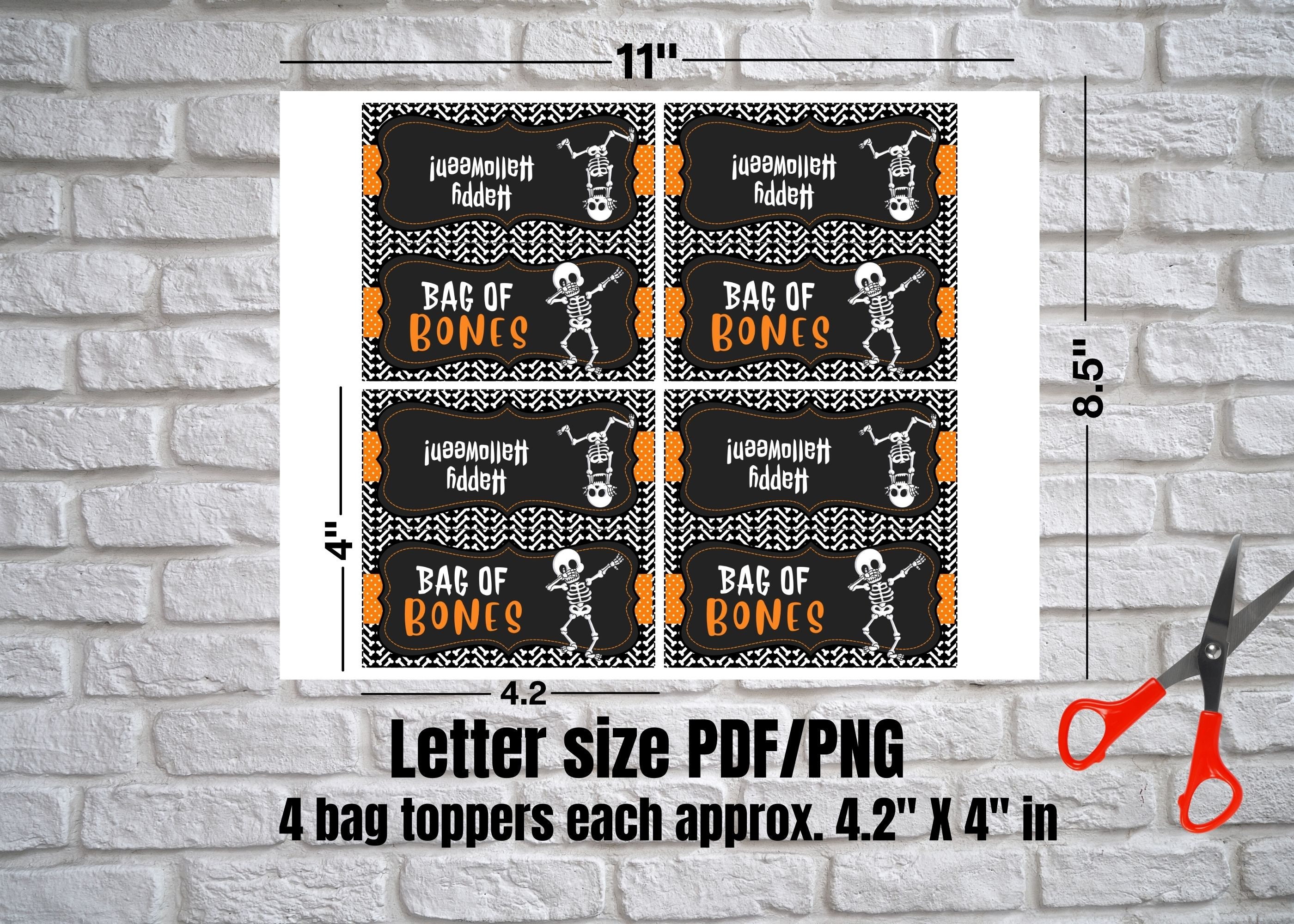 Bag of Bones Halloween Halloween Treat Bag Topper, Halloween Gift Tags ...