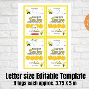 Thanks for Beeing a Wonderful Teacher, Appreciation Week Bees/honey ...