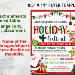 Editable Holiday Festival Flyer Template, Printable Holiday Festival ...
