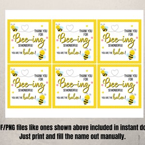 Thanks for Beeing so Wonderful Gift Tags, Honey Bee Teacher ...