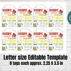 Goodbye Lesson Plans Hello Suntan Gift Tags, End of Year Summer Thank ...