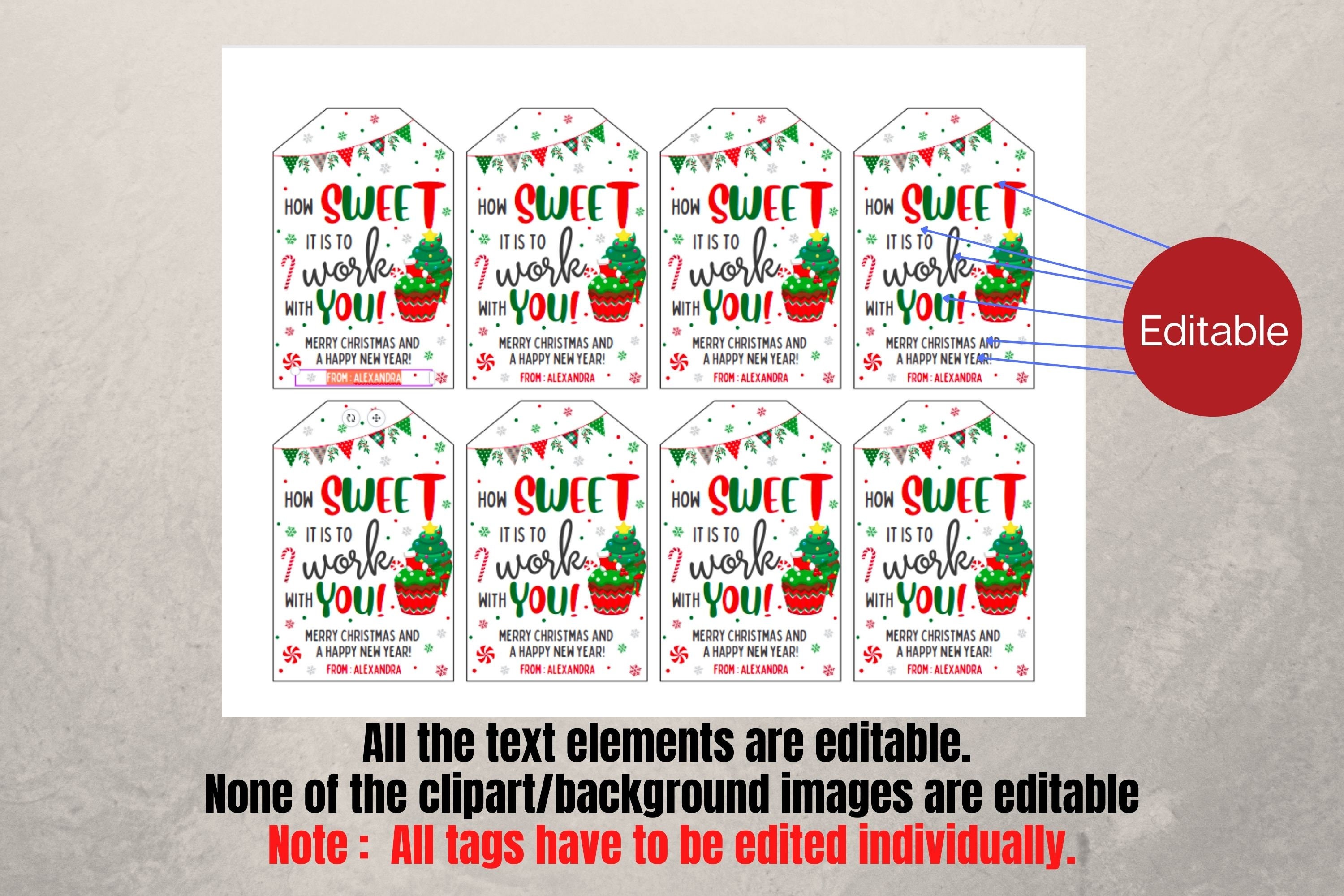 Christmas Gift Treat Tags for Co-workers How Sweet It is to - Etsy