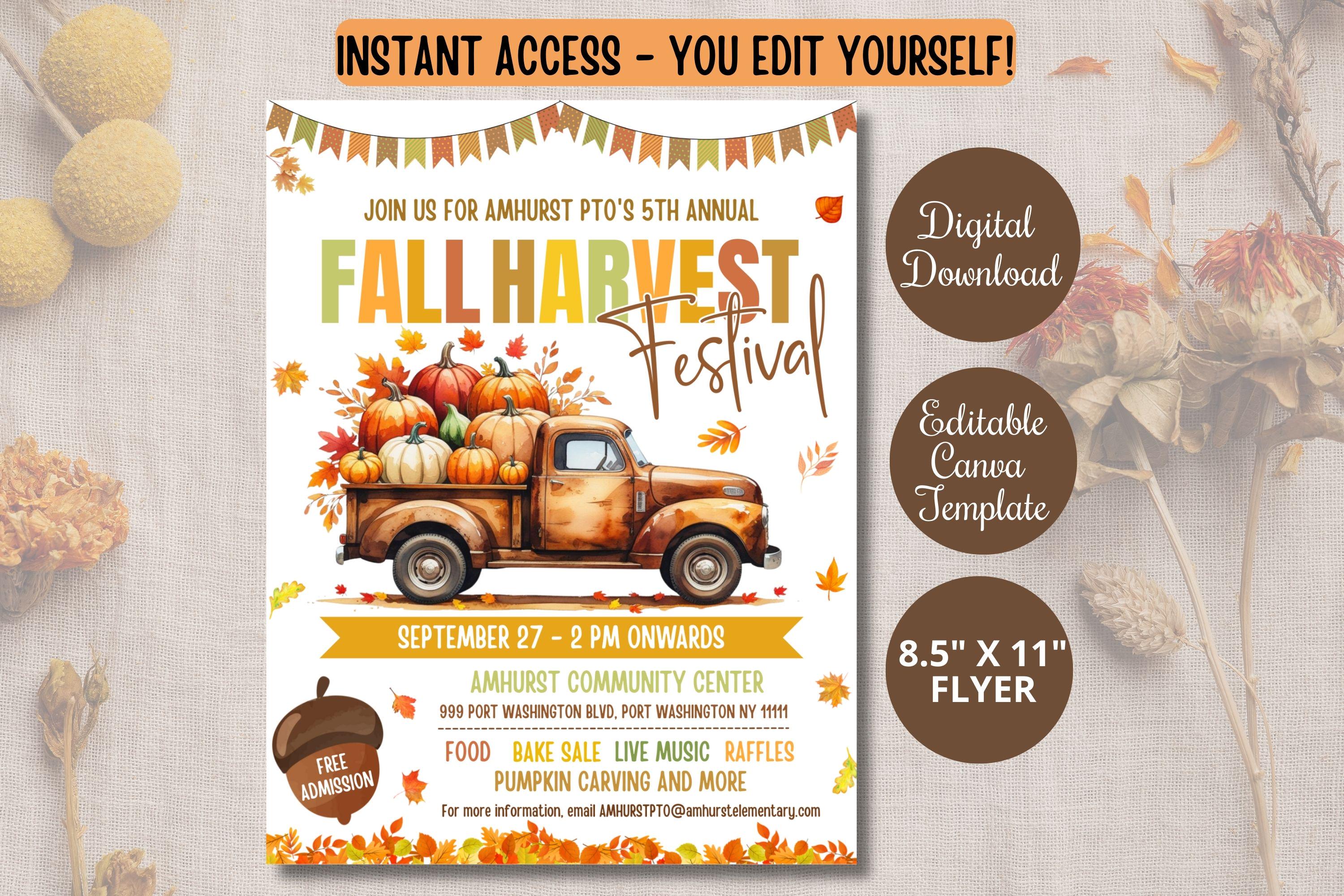 Editable Fall Harvest Festival Flyer, Printable Fall Halloween ...