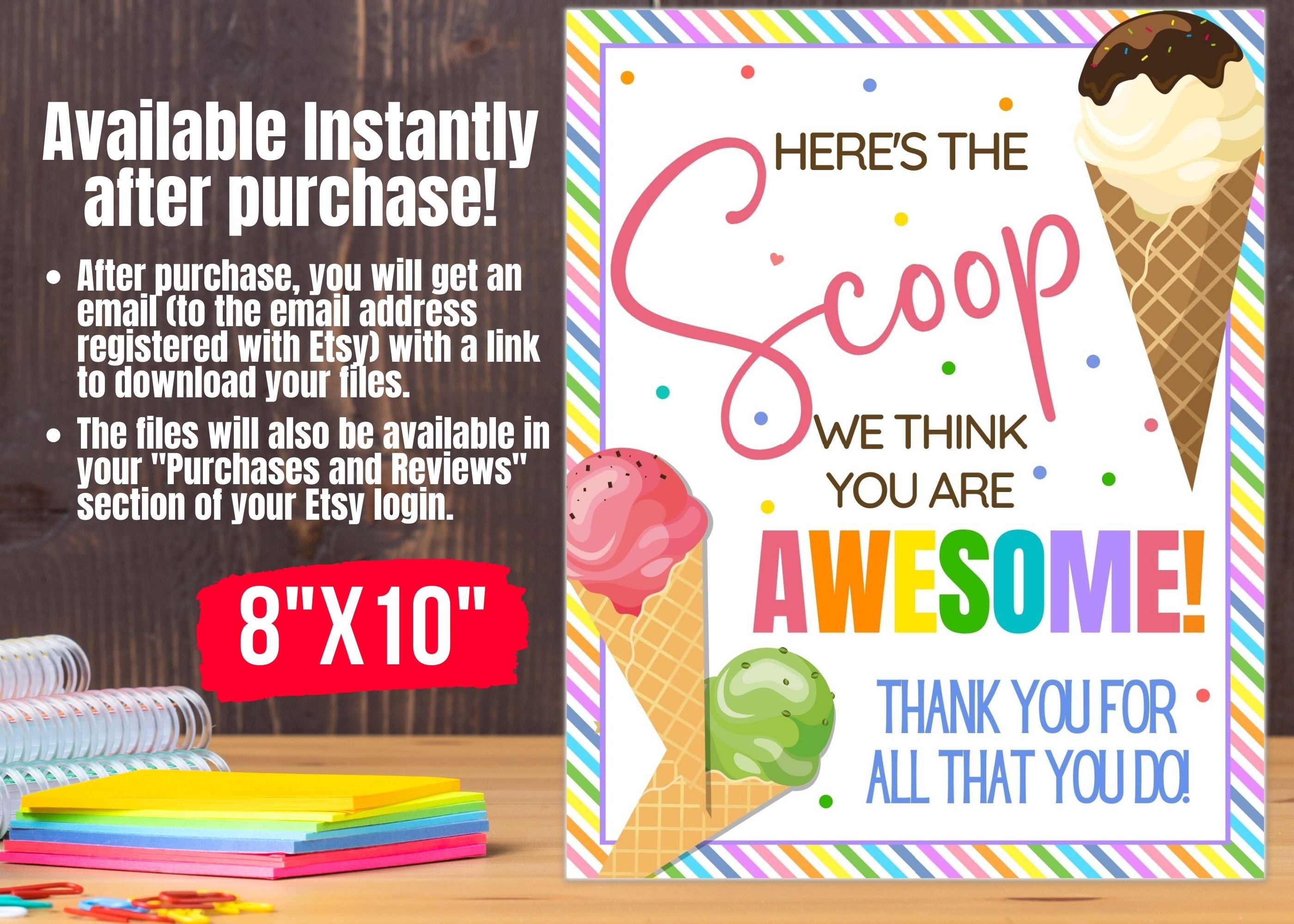 Ice-cream Teacher Appreciation Printablehere's the Scoop - Etsy
