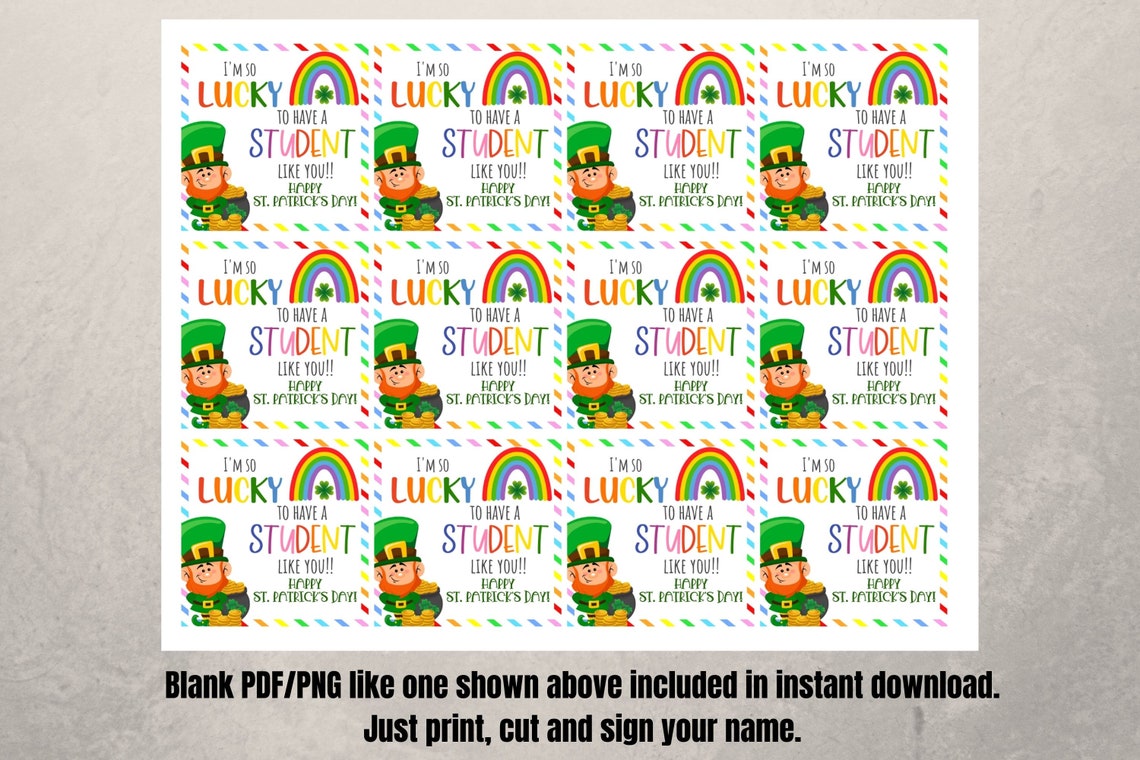 So Lucky to Have Student Like You Printable Gift Tags,st. Patricks Day ...
