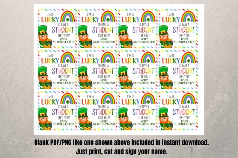 So Lucky to Have Student Like You Printable Gift Tags,st. Patricks Day ...