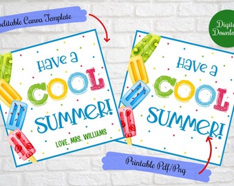 EDITABLE Have a Cool Summer Tag End of School Year Tag Candy - Etsy