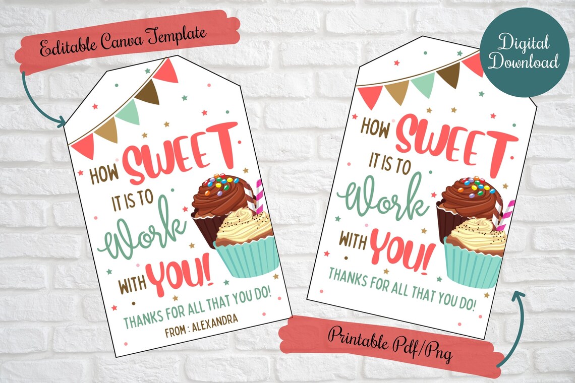 Co-worker Teammate Appreciation Cupcake Gift Taghow Sweet It | Etsy