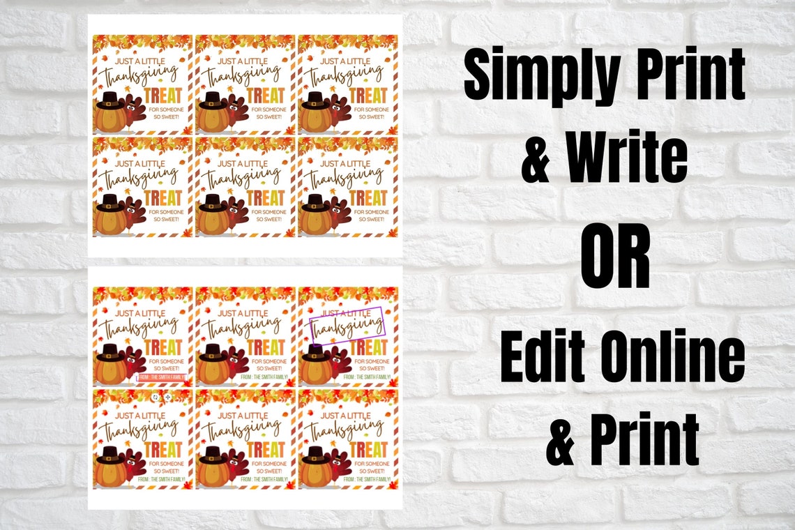 Thanksgiving Gift Treat Tags, Just a Little Thanksgving Treat Tags for ...