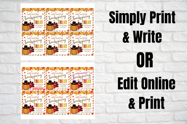 Thanksgiving Gift Treat Tags, Just a Little Thanksgving Treat Tags for ...