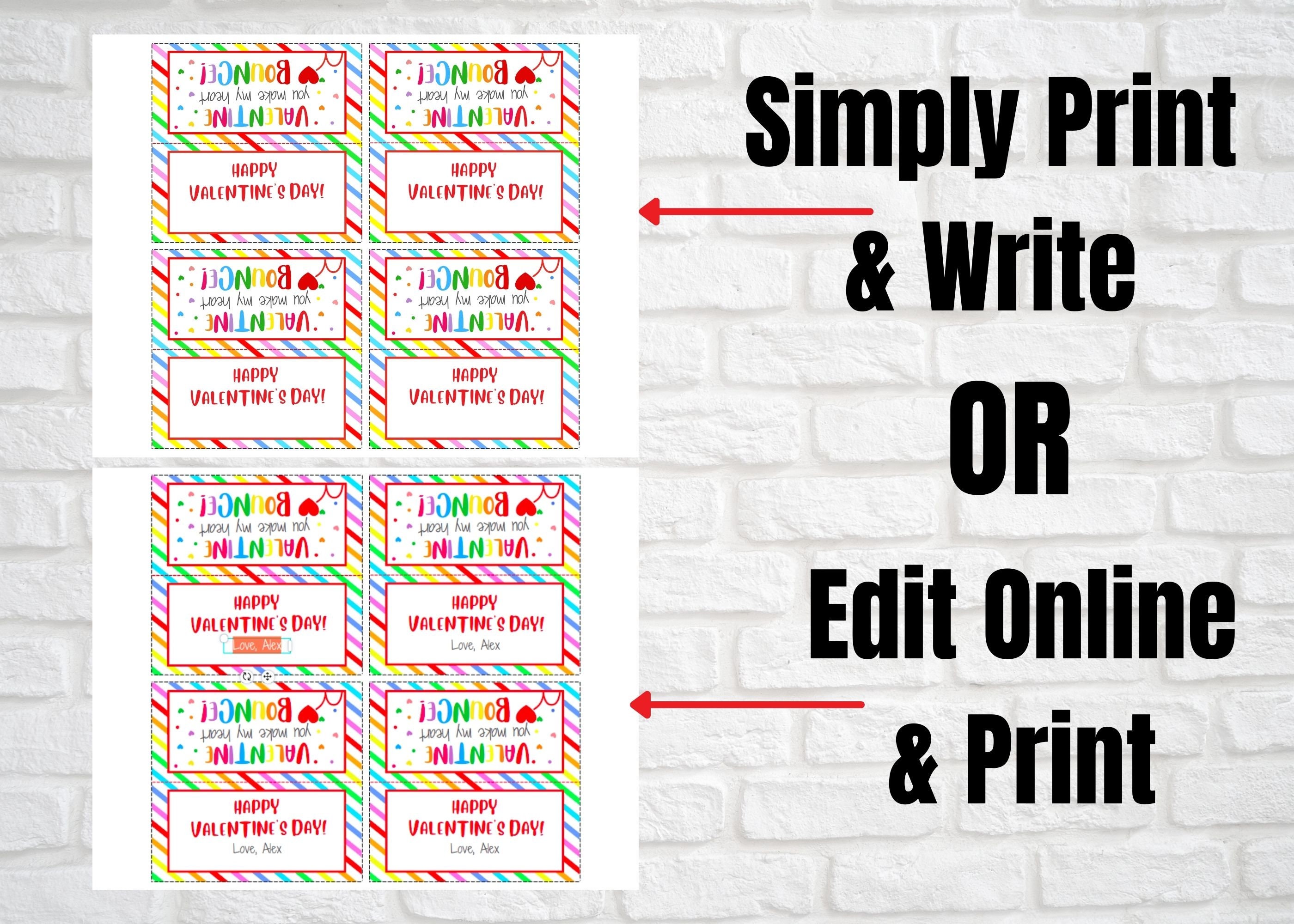 Printable Valentine Treat Bag Toppers for Bouncy | Etsy