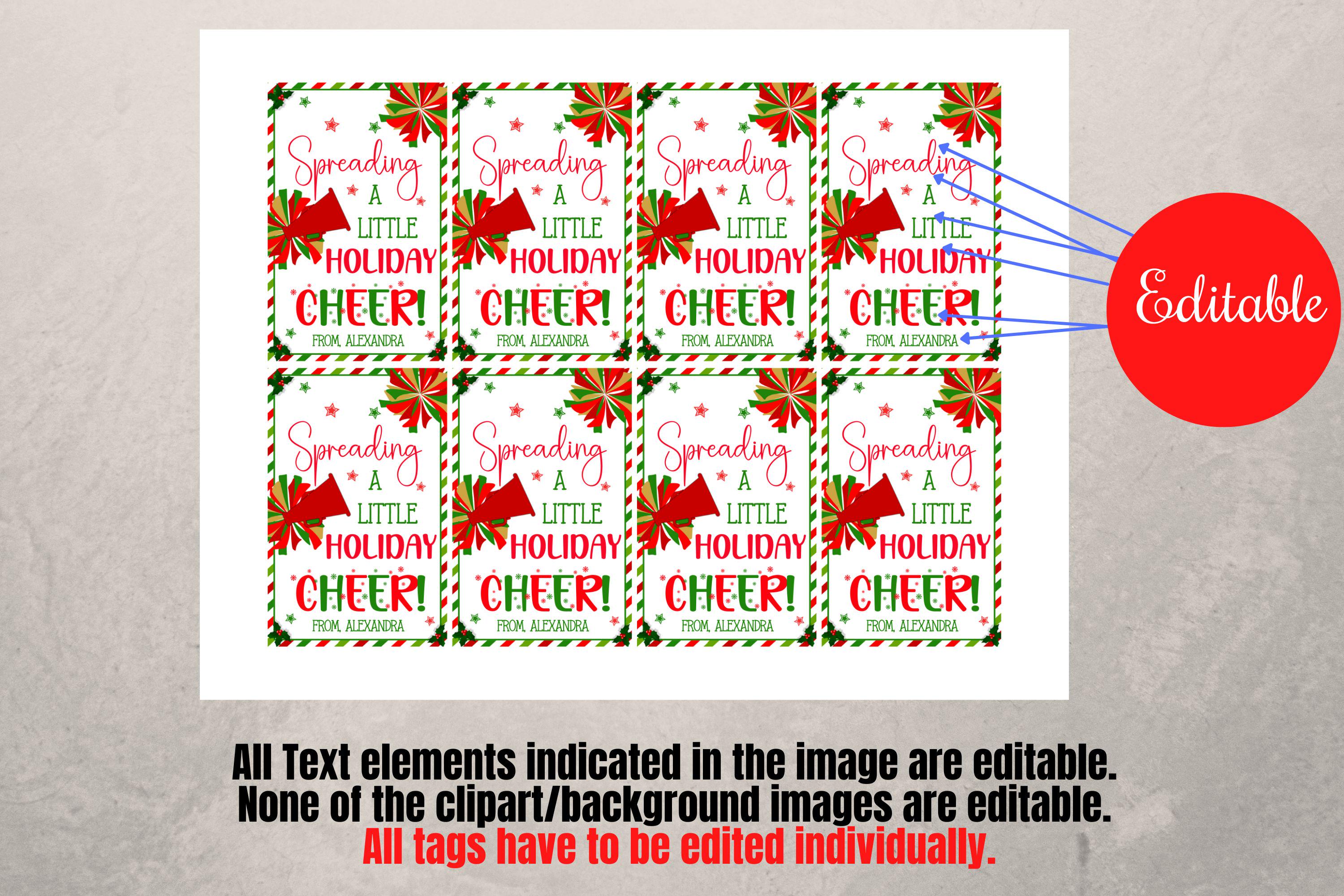 Spreading a Little Holiday Cheer Gift Tags, Cheer Team Gift Tags Dance ...