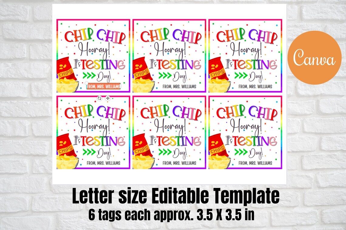 Chip Chip Hooray It's Testing Day Gift Tags, Standardized Tests ...