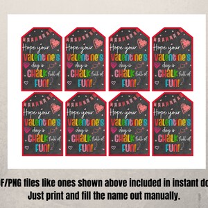 Printable Class Valentine Gift Tags for Chalk Hope You | Etsy