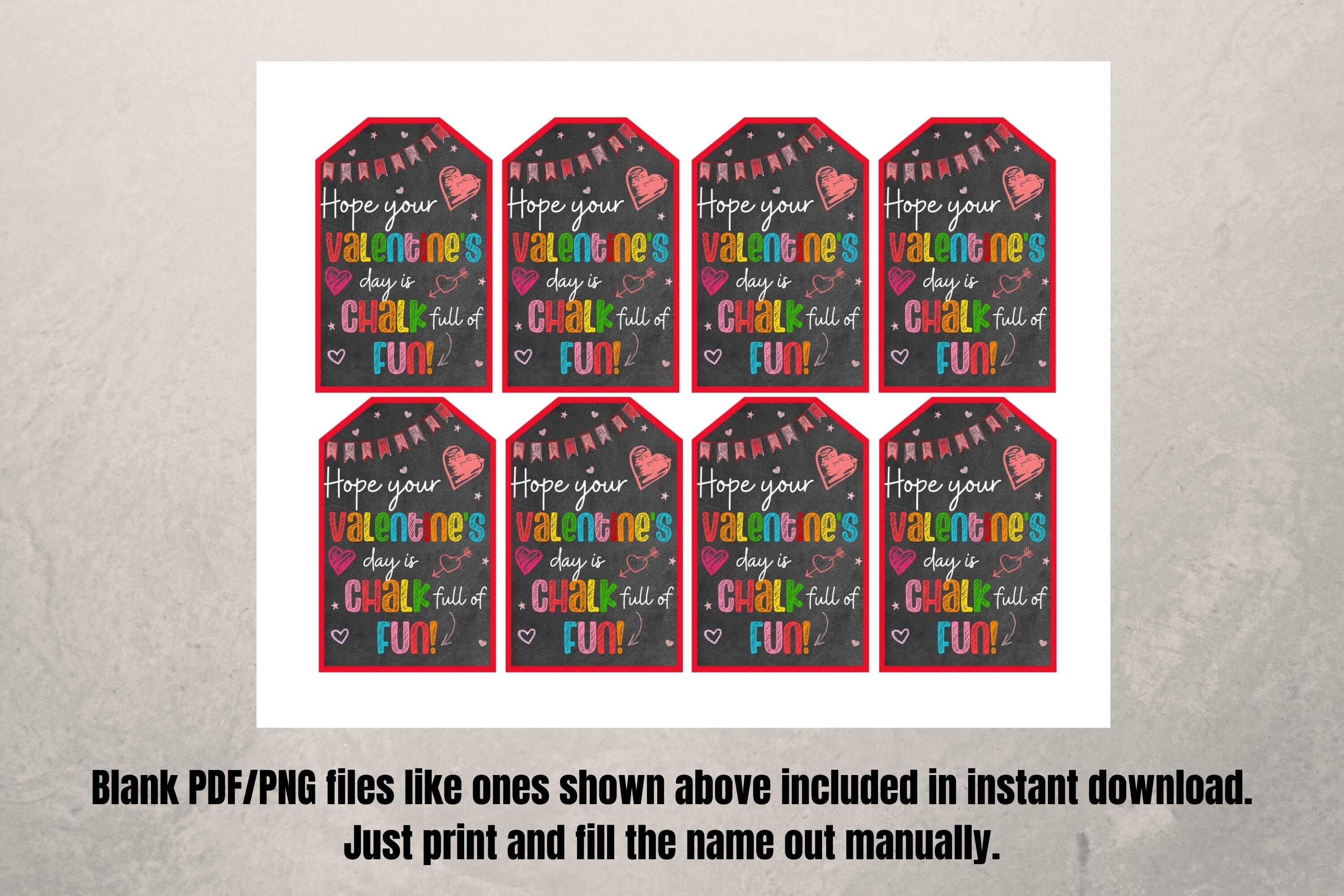Printable Class Valentine Gift Tags for Chalk Hope You | Etsy