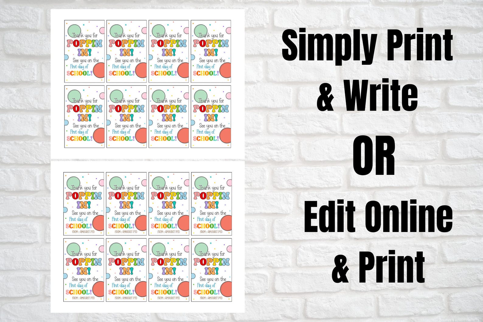 Lollipop Back to School Gift Tag, Thank You for Poppin In, See You on ...