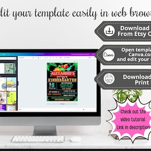 Editable Dinosaur First Day of School Sign Printable, Editable Canva ...