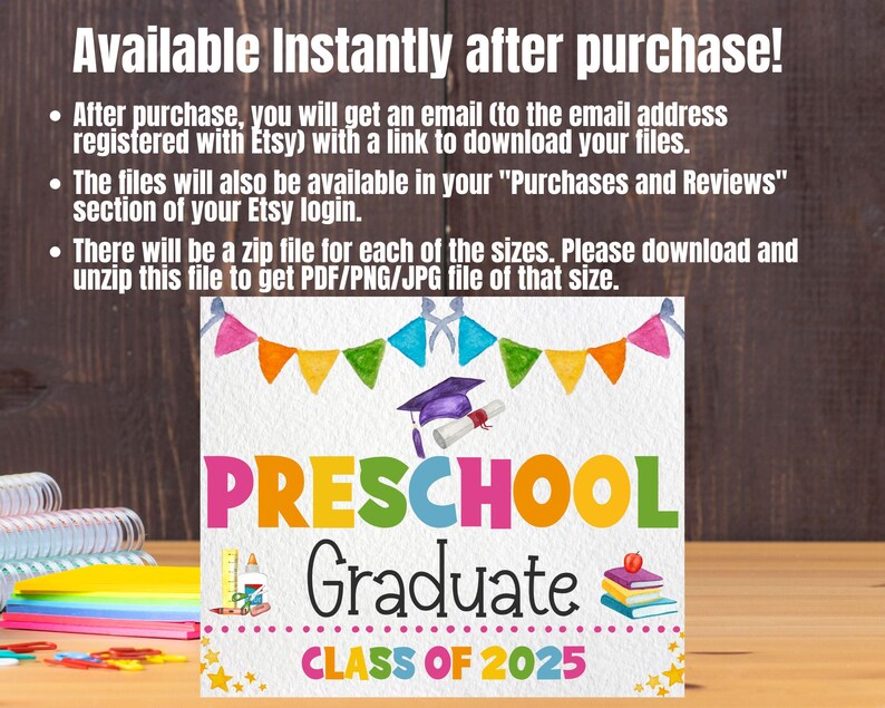 Preschool Graduation Photoprop Sign, Preschool Last Day 2024 Printable ...
