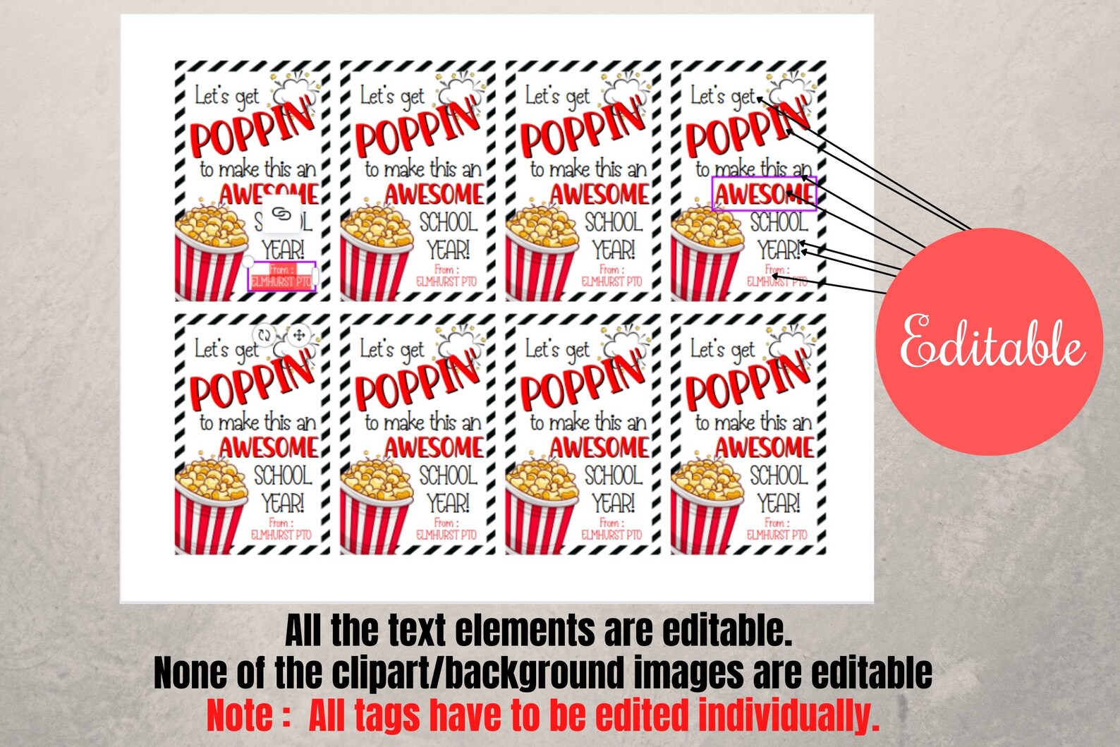 Back to School Popcorn Gift Tags, Let's Get Poppin' to Make This an ...