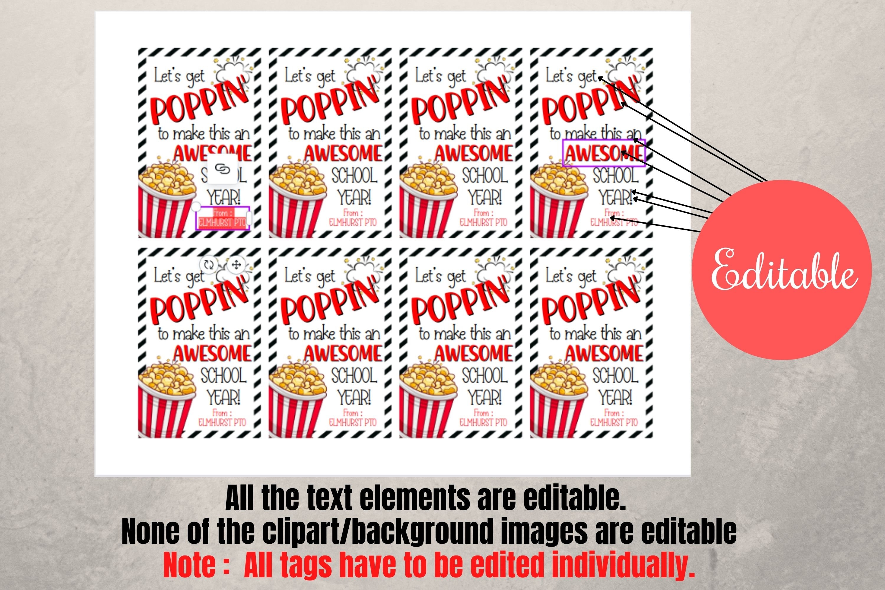 Back to School Popcorn Gift Tags, Let's Get Poppin' to Make This an ...