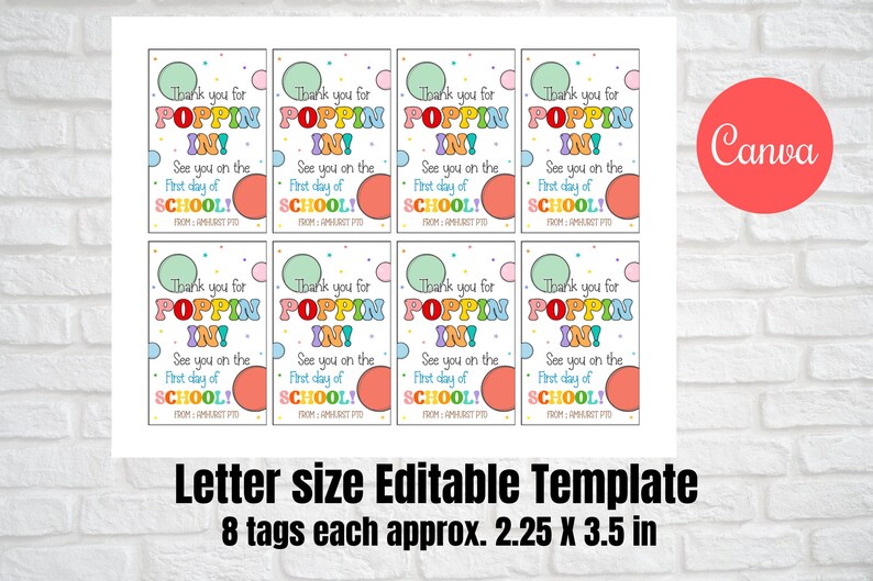 Lollipop Back to School Gift Tag, Thank You for Poppin In, See You on ...