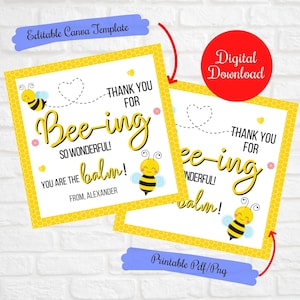 Thanks for Beeing so Wonderful Gift Tags, Honey Bee Teacher ...