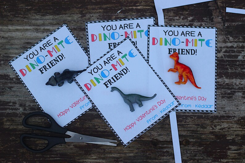 Dinomite Valentine Gift Tags Printable Editable Dinosaur - Etsy