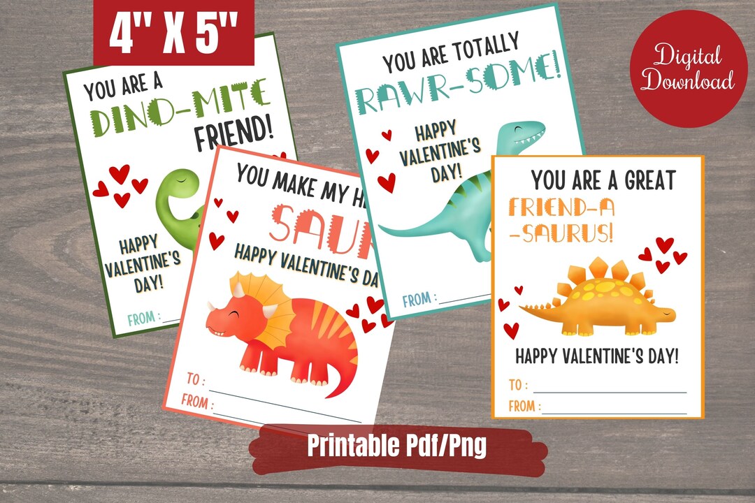 Dinosaur Valentine Cards, Instant Download, Dinosaur Class Valentines ...