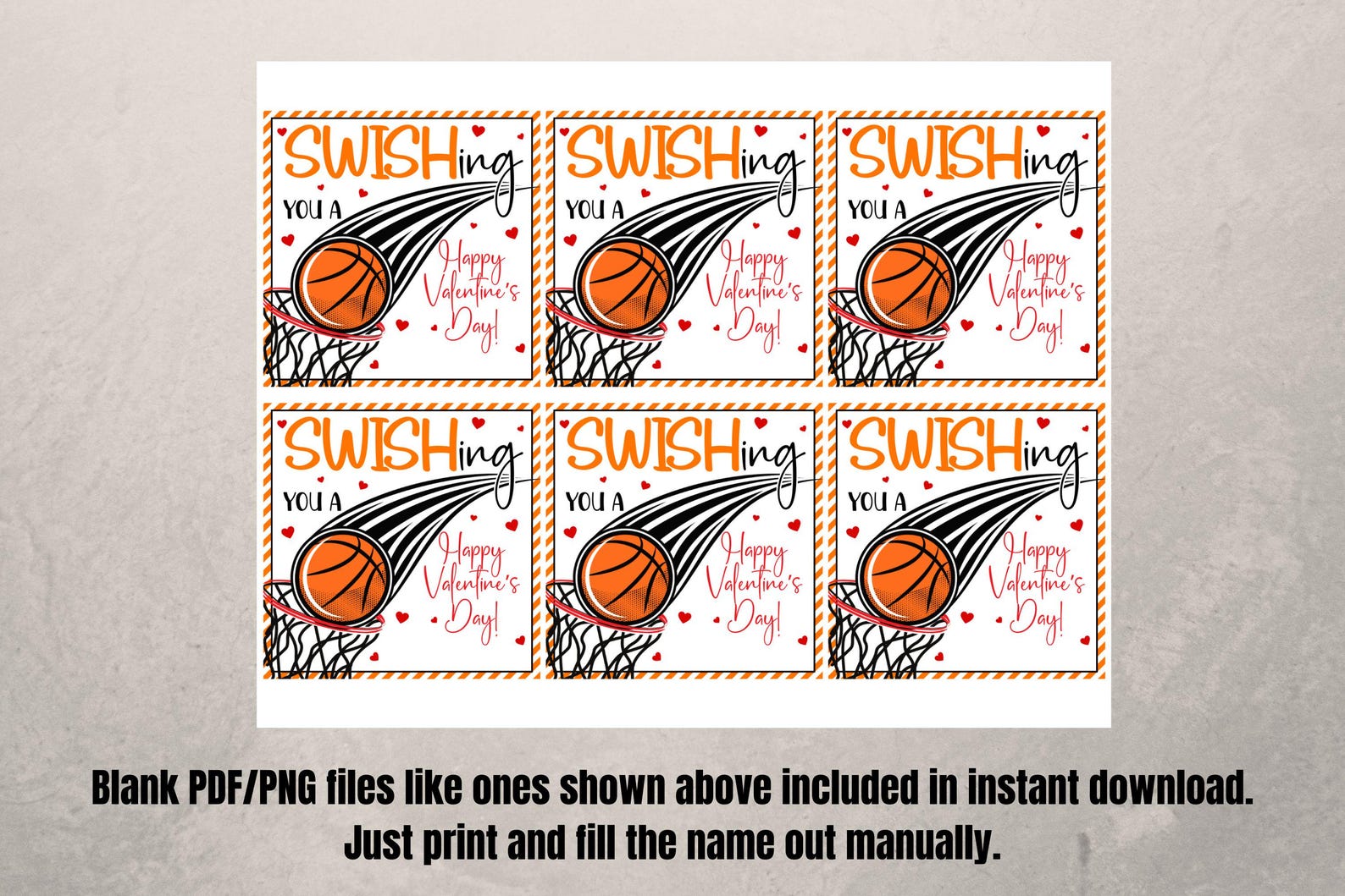 Swishing You a Happy Valentine's Day, Printable Editable Basketball ...