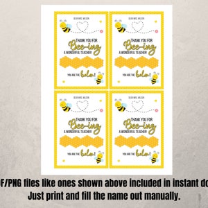 Thanks for Beeing a Wonderful Teacher, Appreciation Week Bees/honey ...