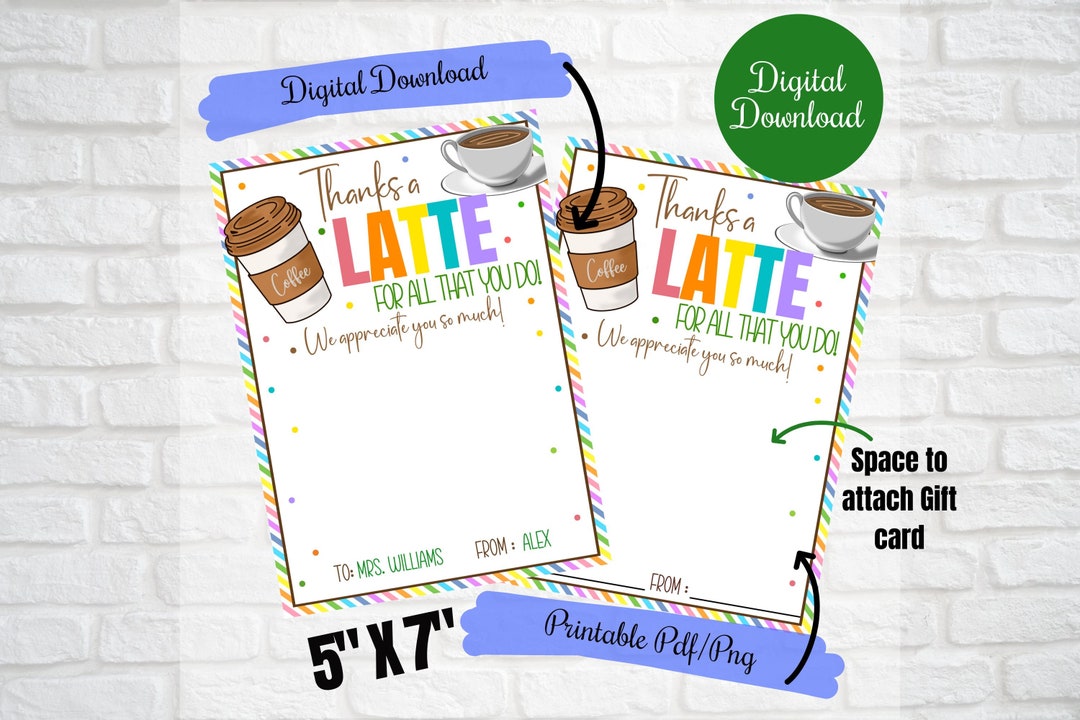 Thanks a Latte Gift Card Holder for Teacher Appreciation Week,staff ...