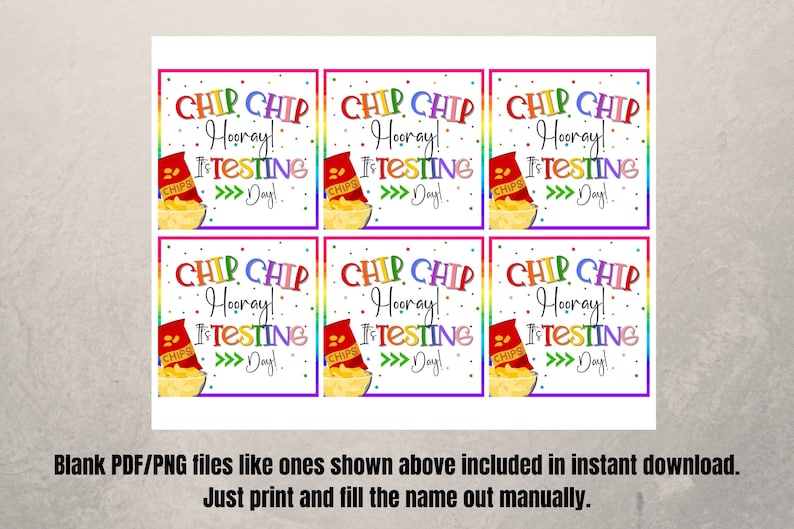 Chip Chip Hooray It's Testing Day Gift Tags Standardized | Etsy