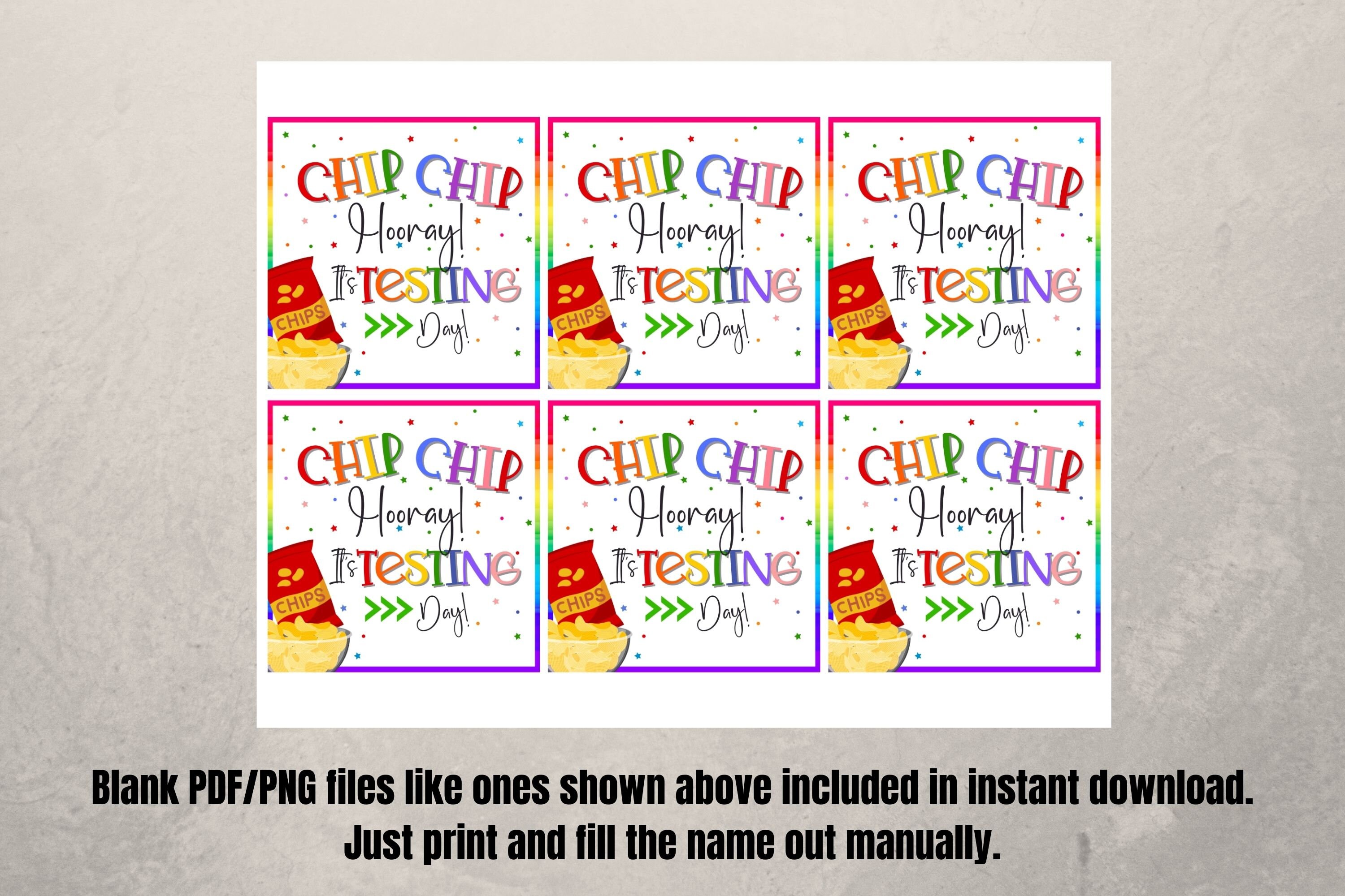 Chip Chip Hooray It's Testing Day Gift Tags Standardized | Etsy