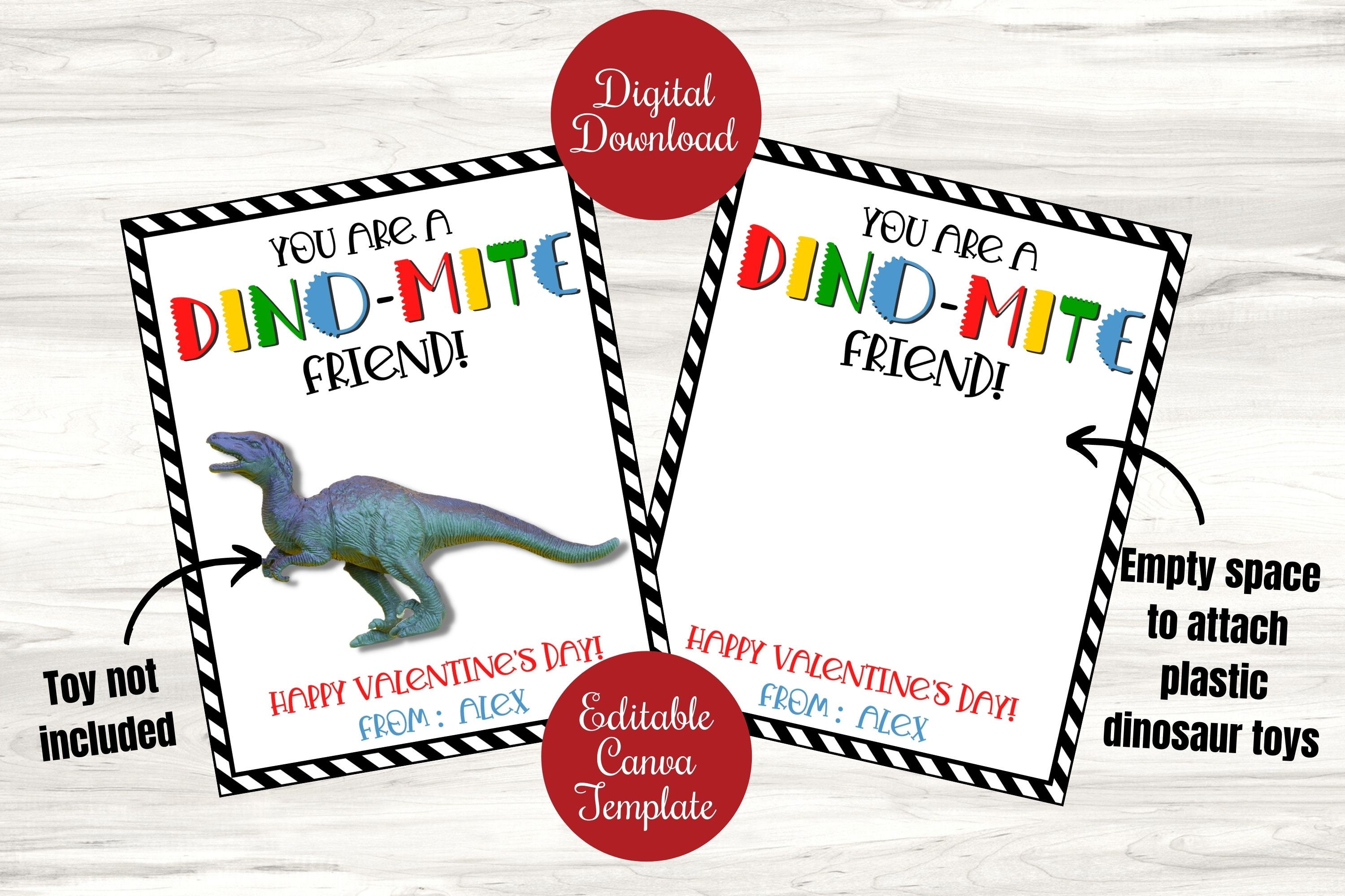 Dinomite Valentine Gift Tags Printable Editable Dinosaur - Etsy UK