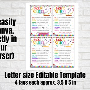 Editable Back to School Survival Kit, School Supplies Gift Tag ...