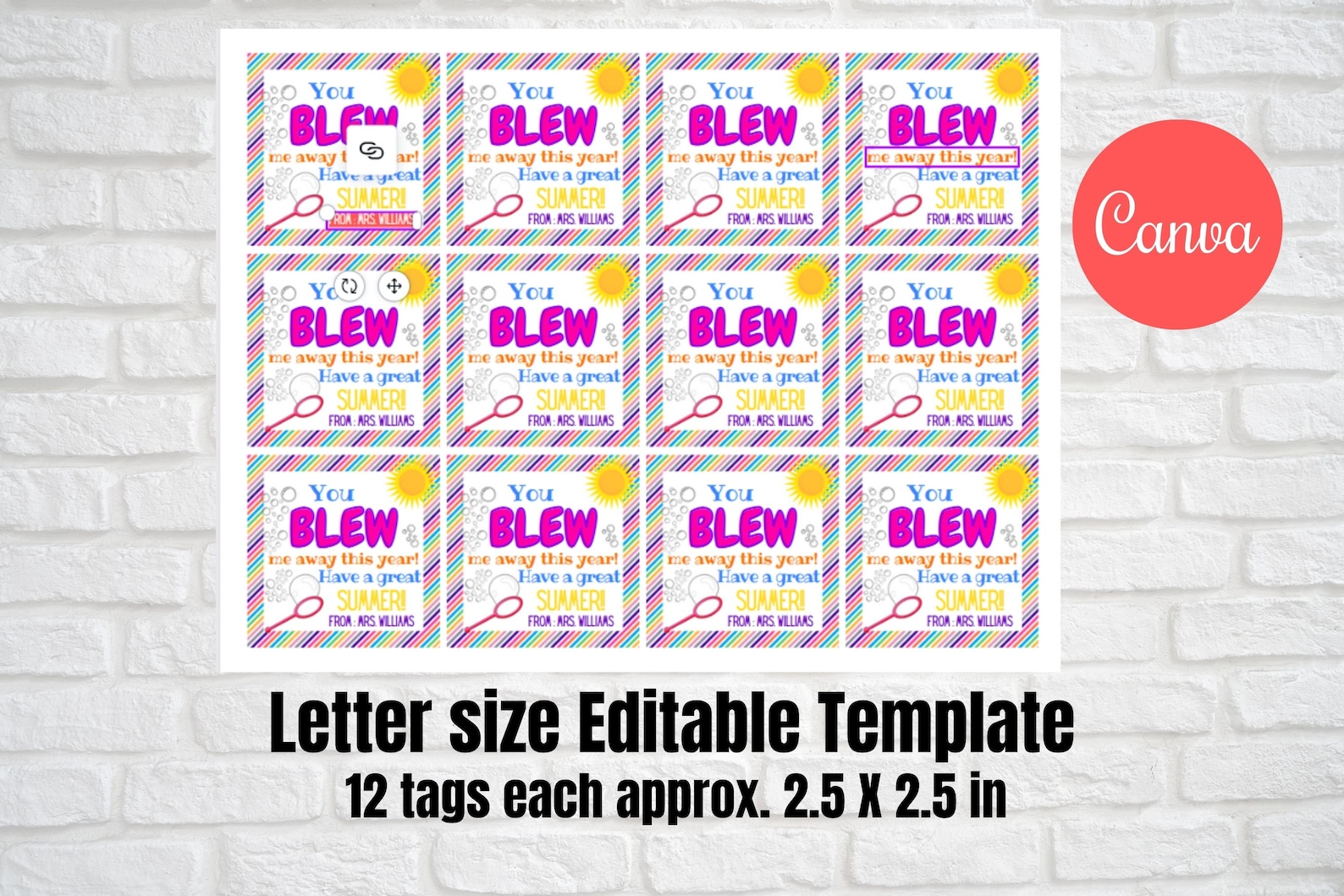 End of Term Class Bubbles Gift Tags, You Blew Me Away This Year ...