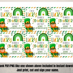 Co Worker St Patrick's Day Gift Tag,so Lucky to Have a Co-worker Like ...