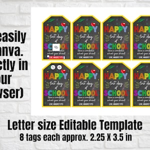 Happy First Day of School Gift Tags for Students, Teachers, Back to ...