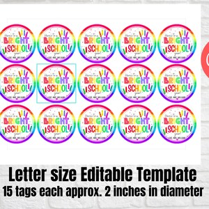 First Day of School Crayons Gift Tags, Here's to a Bright School Year ...