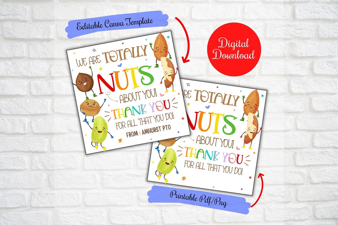 We Are Nuts About You, Teacher Appreciation Week Nuts Gift Tag, Nurse ...