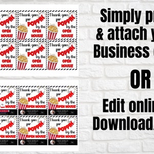 Thank You for Poppin by the Open House Realtor Tags, Realtor Popcorn ...