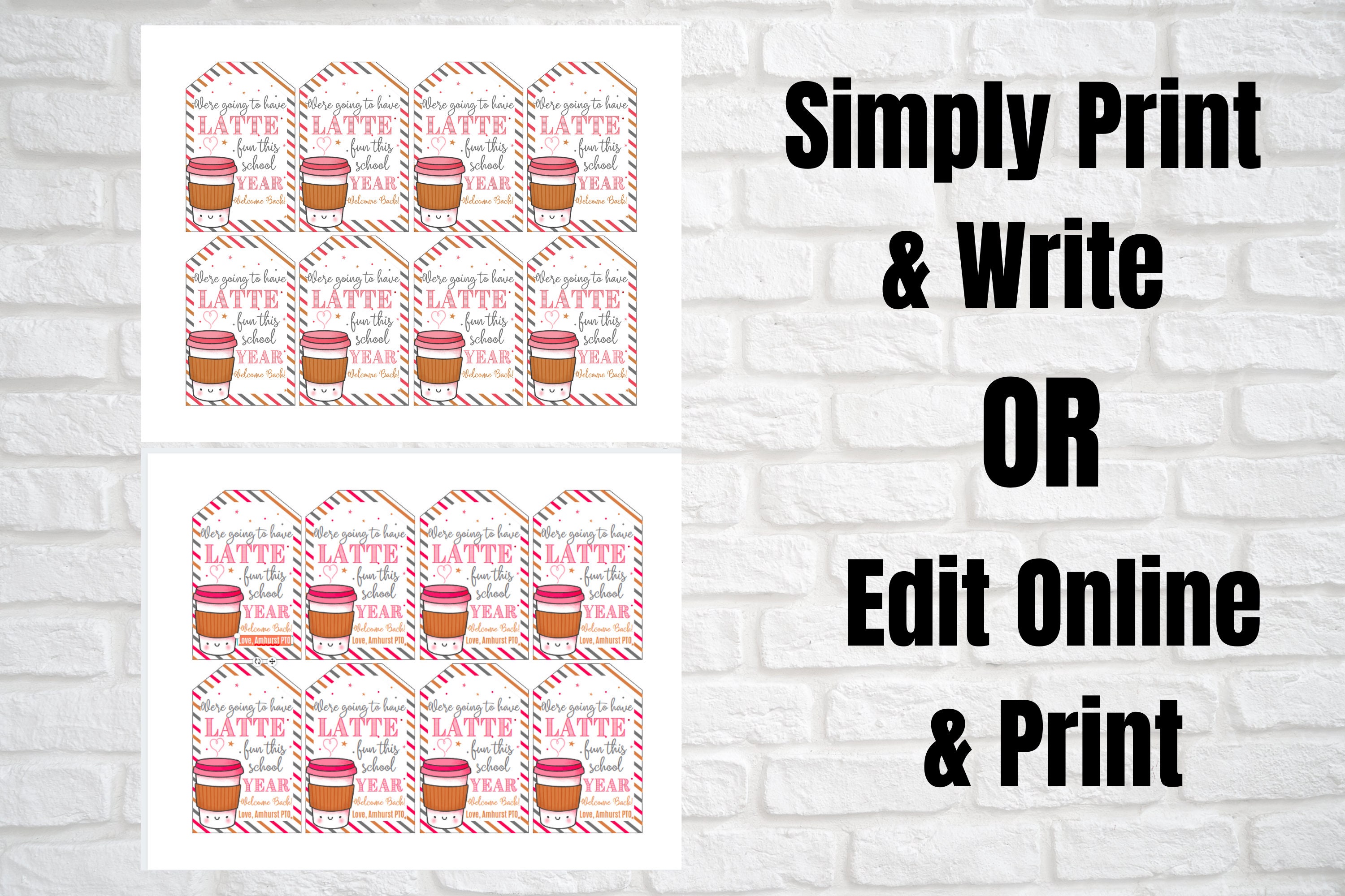 Back to School Coffee Gift Tags We're Going to Have Latte | Etsy